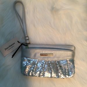 Juicy Couture | Bags | Juicy Couture Silver Sequin Wristlet | Poshmark